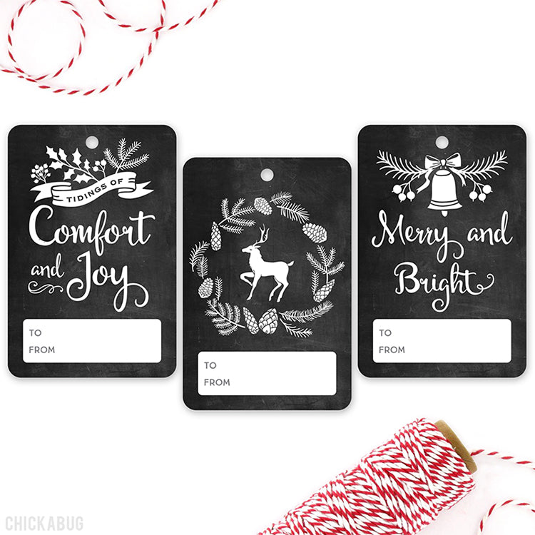 Black and White Chalkboard Christmas Gift Tags – Chickabug