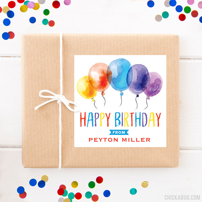 Watercolor Balloons Personalized Gift Labels – Chickabug